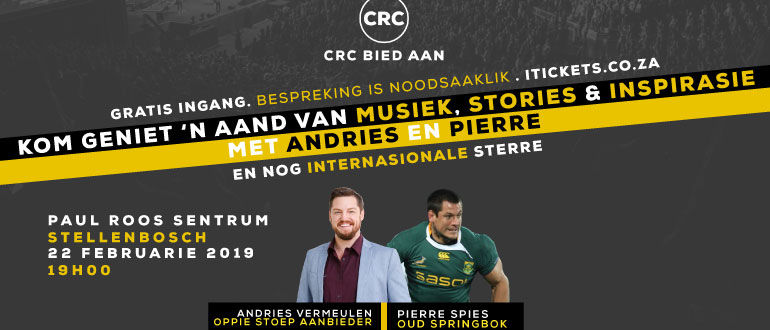 Tickets | Aand met Andries Vermeulen en Pierre Spies in Stellenbosch ...