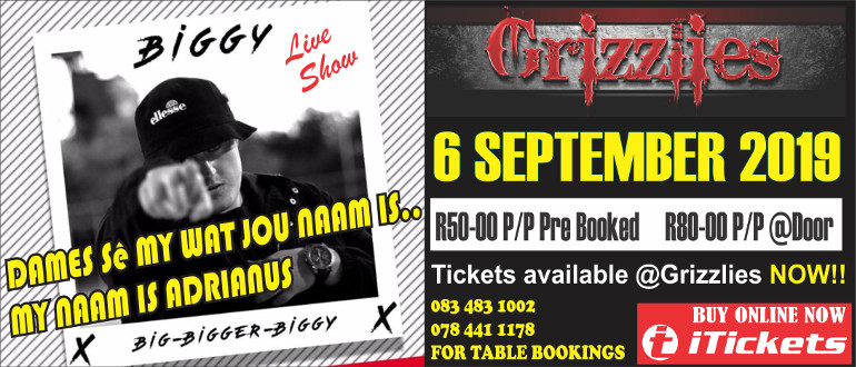 Tickets | Biggy Live @ Grizzlies in Pretoria, ZA | iTickets